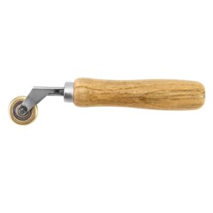 QWORK Brass Seam Roller, Roofing and Vinyl Flooring Detail Roller, with Wood Handle