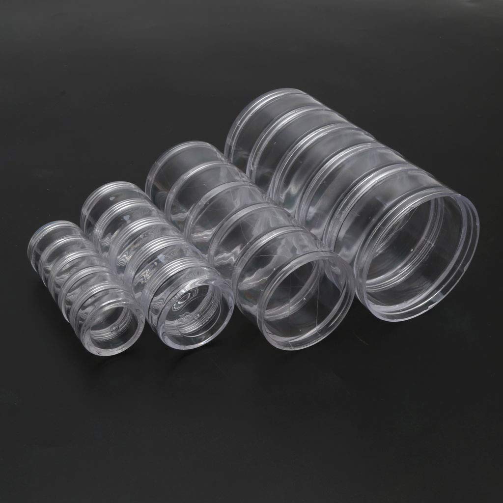 Hibye 1 Set 5 Layer Cylinder Stackable Bead Containers Plastic Round Clear Storage Jar Box for Beads Buttons Crafts Small Item