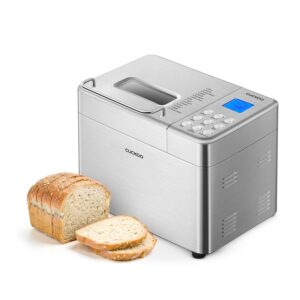 cuckoo bread maker machine with 15 menu options + 3 crust colors, 2 lbs bread machine with automatic fruit & nut dispenser, includes 6 accessories, ideal for gluten free or sourdough (cbm-aab101s)