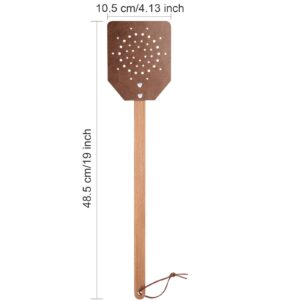 YoungJoy Leather Heavy Duty 19 Inch Rustic Manual Swat with Wooden Long Handle(1 Pack, Chocolate)