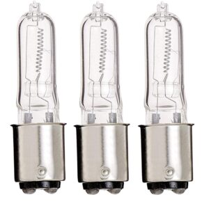 satco s1981 halogen light bulb, 120v, 50w, clear finish, bayonet double contact base, dimmable, 2000 hours rated life, ba15d ansi base, 750 lumens, 2.94" mol, 0.5" mod, 2900k, pack of 3