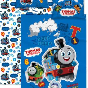 Thomas The Tank Twin Sheet Set for Kid's Bed in a Bag with Reversible Comforter, Flat Sheet, Fitted Sheet & Pillowcase - 4 pcs