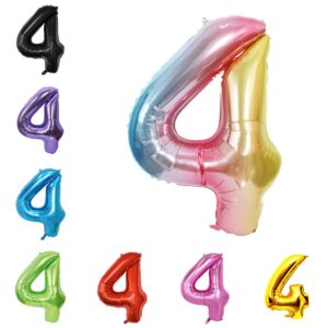 ypselected gradient color 40 inch large foil helium number balloon birthday wedding party 0-9 (rainbow, 4)