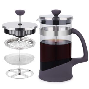 kitchenexus french press coffee maker, coffee press & tea maker with stainless steel filter, portable glass coffee press with 4 filter screens 32oz/1000ml, ideal for camping travel