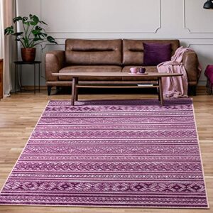 antep rugs alfombras non-skid (non-slip) 8x10 rubber backing moroccan geometric low profile pile indoor area rugs (purple, 8' x 10'3")