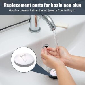 Yinpecly Metal Basin Sink Drain Stopper Zinc Alloy with Rubber 1.65 Diameter Silver Pop Up Push Button Drain Plug Anti-Clogging for Bathtub and Bathroom Kitchen Sink 2pcs