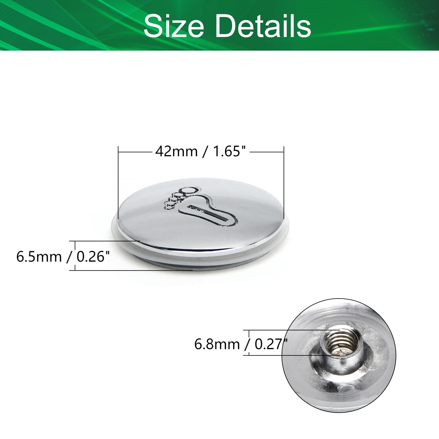 Yinpecly Metal Basin Sink Drain Stopper Zinc Alloy with Rubber 1.65 Diameter Silver Pop Up Push Button Drain Plug Anti-Clogging for Bathtub and Bathroom Kitchen Sink 1pcs