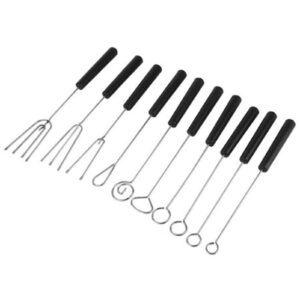 eorta 10 pcs/set chocolate dipping forks stainless steel fondue forks cake decorating tools with pp handles for diy, fruits, dessert, coffee, truffles