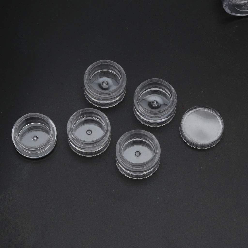 Hibye 1 Set 5 Layer Cylinder Stackable Bead Containers Plastic Round Clear Storage Jar Box for Beads Buttons Crafts Small Item