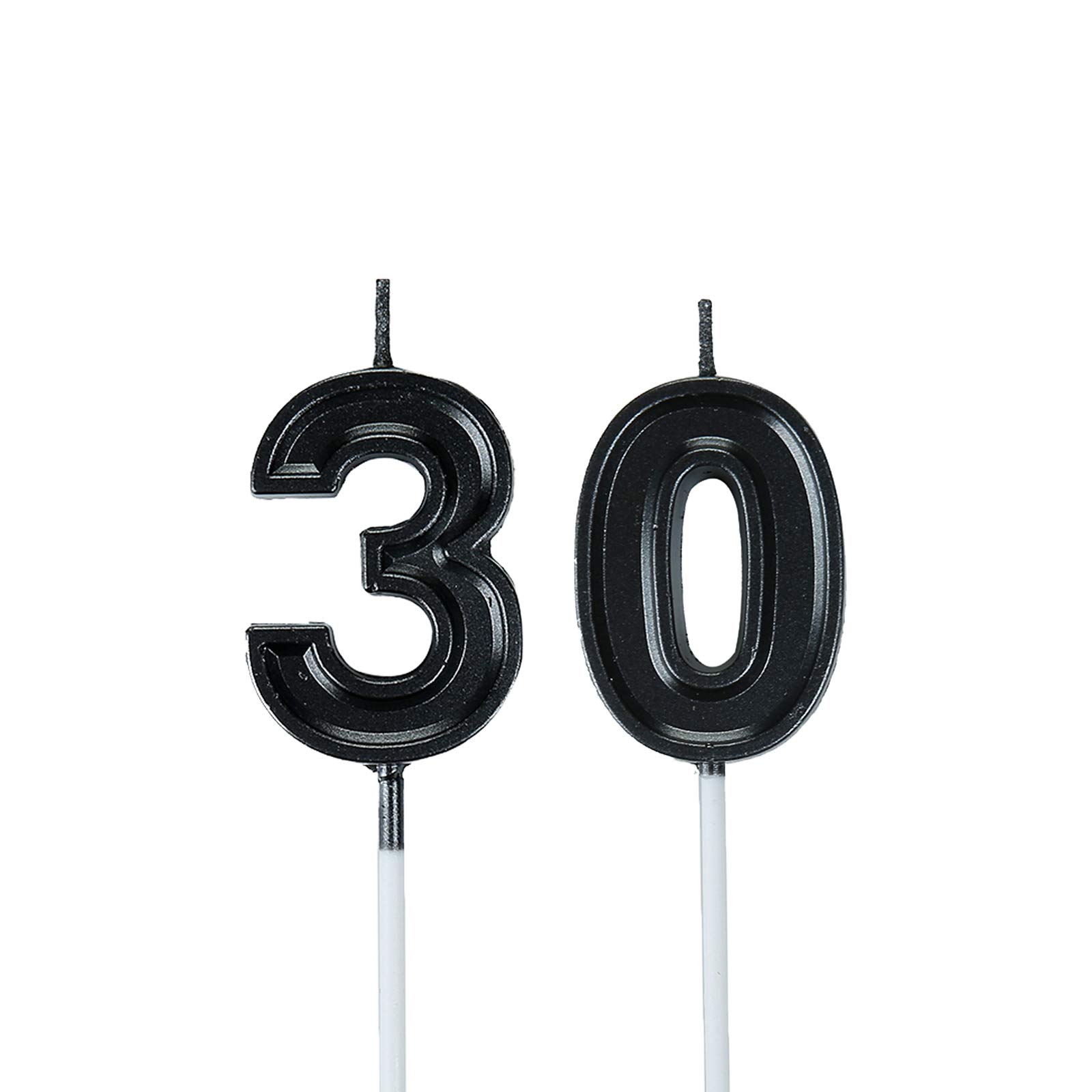 Bailym Black 30th Birthday Candles, Number 30 Cake Topper for Men Birthday Decorations Party Decoration