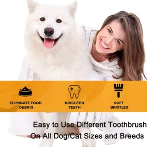 Zeyaa 10 Pack Pet Dog Toothbrush, 2 Triple Head Pet Toothbrushes 3 Double Head Tooth Brush 5 Pack Finger Rubber Toothbrushes, Multi-Angle Dental Cleaning Brushes for Dog Cat Oral Dental Health