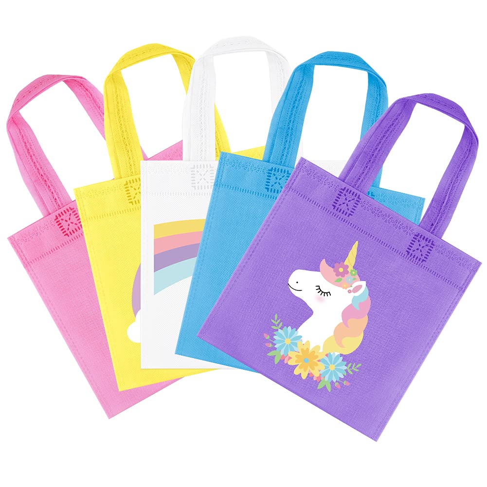 20Pcs Rainbow Party Favor Bags, Reusable Rainbow Gift Bags, Rainbow Goodie Treat Candy Bags for Boy Girls Rainbow Birthday Party Supplies Rainbow Party Favors Room Decor