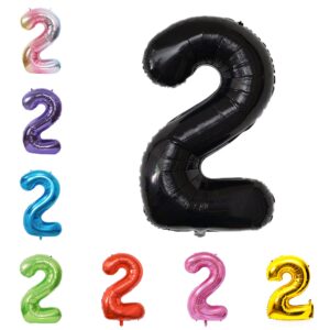 40 inch large foil helium number balloon birthday wedding party 0-9 (black, 2)