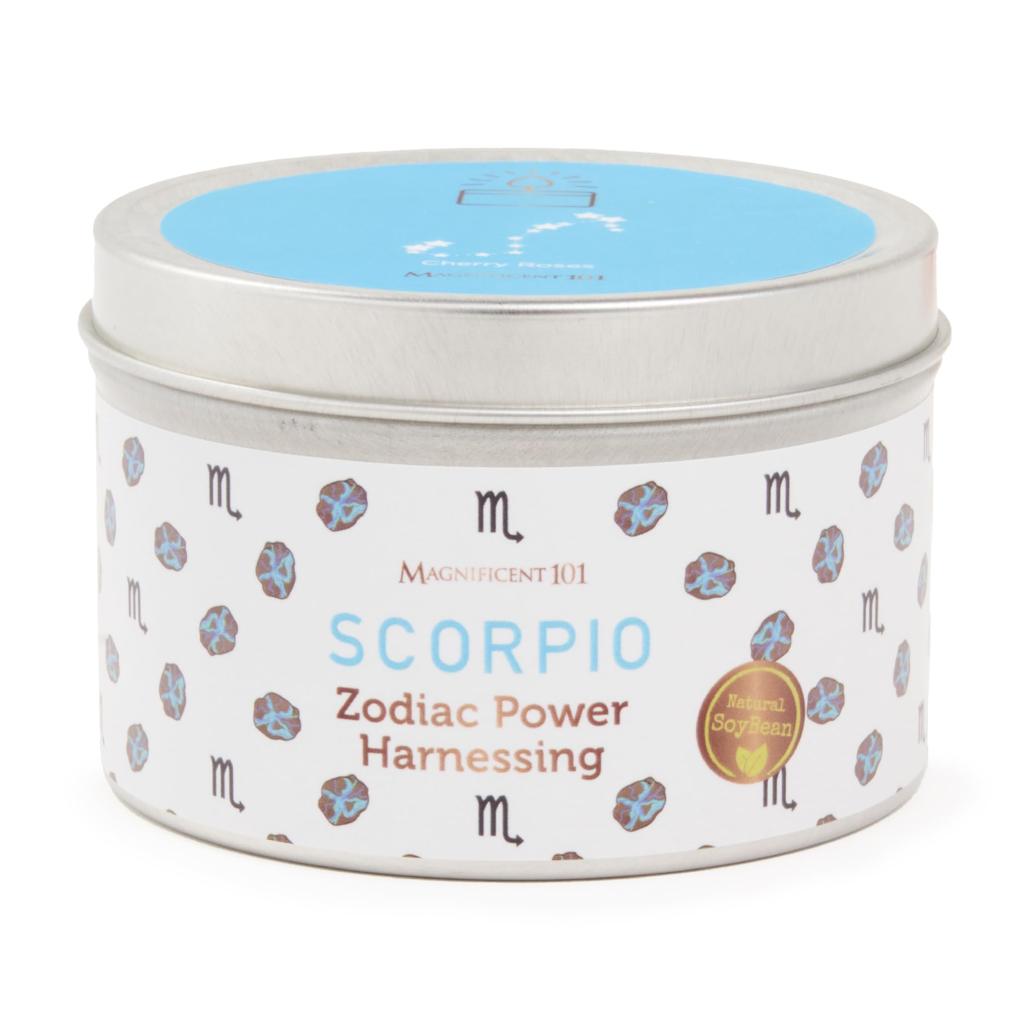 Magnificent 101 Scorpio Zodiac Sign Candle – Scented Soy Wax – Choose Your Birthdate – Make Great Holiday Gifts for Horoscope Fans – 6 oz Tin Holder Ideal for Men’s and Women’s Décor Style