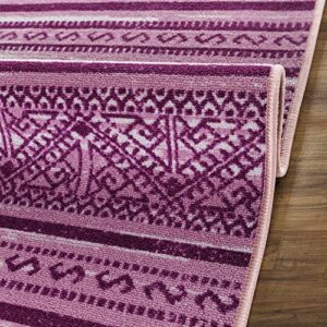 Antep Rugs Alfombras Non-Skid (Non-Slip) 8x10 Rubber Backing Moroccan Geometric Low Profile Pile Indoor Area Rugs (Purple, 8' x 10'3")