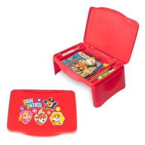 paw patrol kids lap desk with storage - folding lid and collapsible design - portable for travel or use in bed at home - great for writing, reading or other school activities