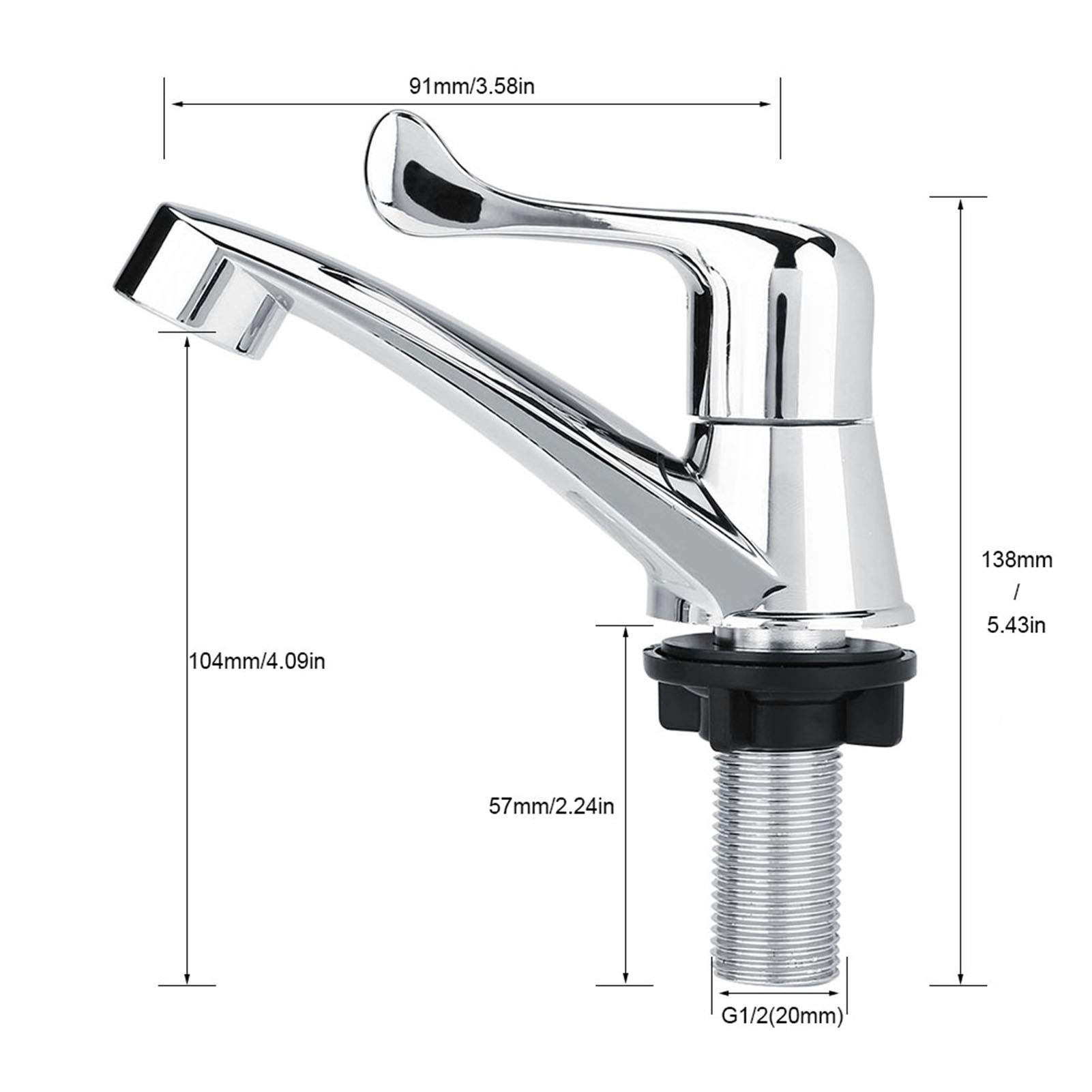 Sink Water Tap, ABS Tail Handle Single Cold Type Water Faucet, Plastic G1/2 Single Hole Single Handle Lavatory Basin Bath Sink Vanity Faucet, Saving Water, for Home Bathroom Kitchen