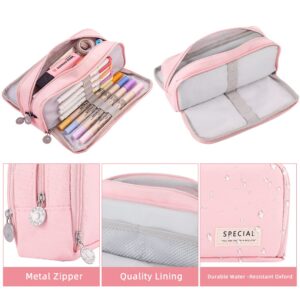 iSuperb Large Pencil Case 3 Compartments Pencil Pouch Big Capacity Pencil Bag for Kids Teen Girls Boys Student School Supplies Oxford Organizer Pen Bag Cosmetic Makeup Pouch