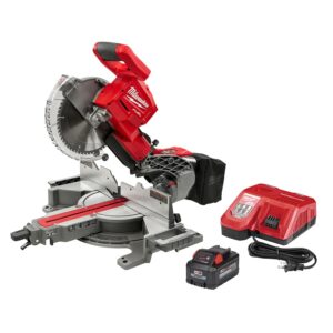 milwaukee m18 fuel 18v red lithium-ion brushless cordless 10in. dual bevel sliding compound miter saw with (1) 8.0 ah battery