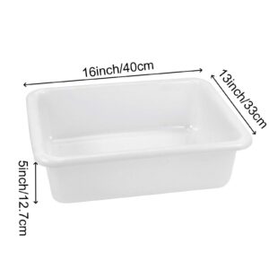 ZOENHOU 4 Pack 10 L Bus Tubs Plastic Bus Box Tote, White Commercial Plastic Bus Box Tote Box, Wash Basin Tote Box for Pantry Washing Dishes, 5 Inch Deep