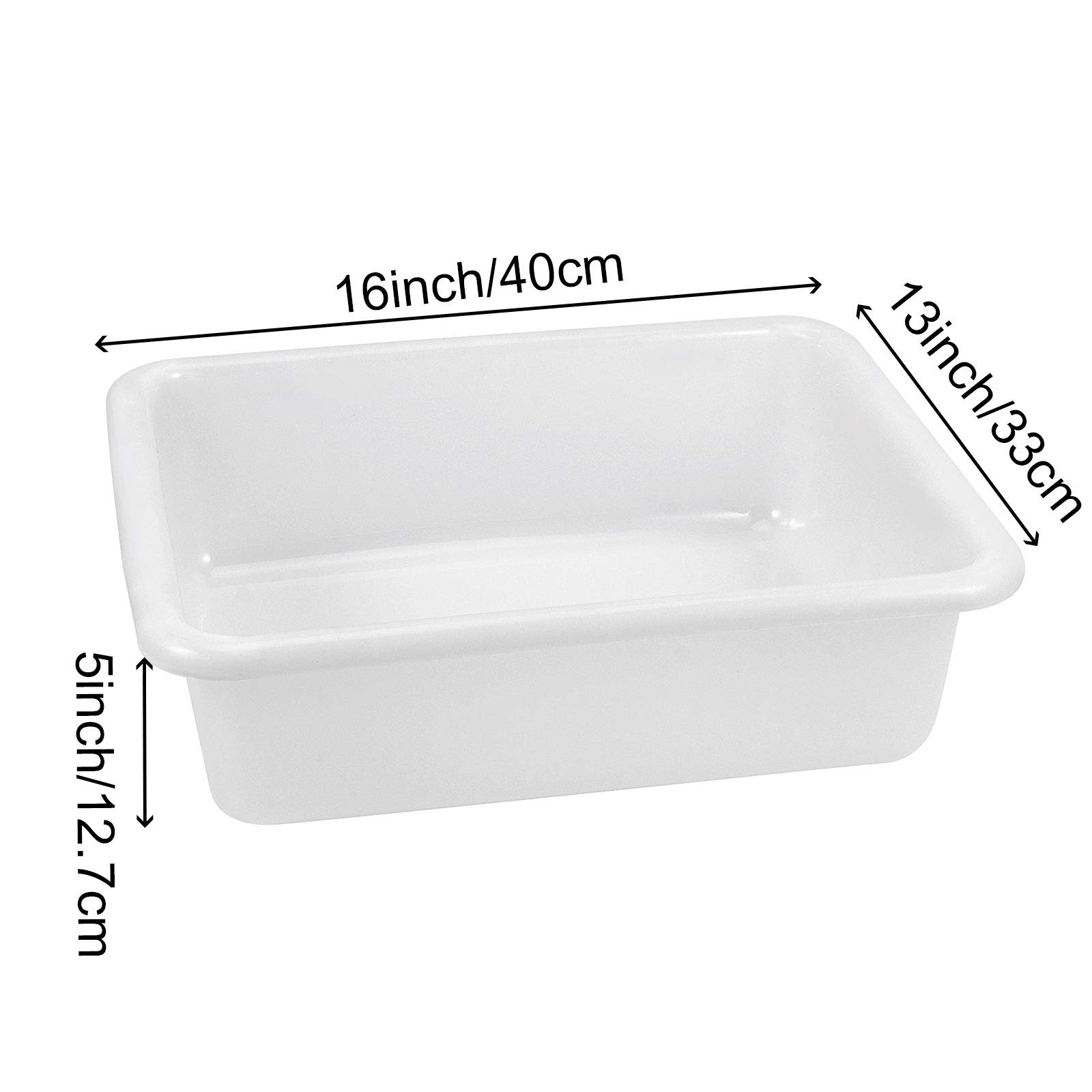 ZOENHOU 4 Pack 10 L Bus Tubs Plastic Bus Box Tote, White Commercial Plastic Bus Box Tote Box, Wash Basin Tote Box for Pantry Washing Dishes, 5 Inch Deep