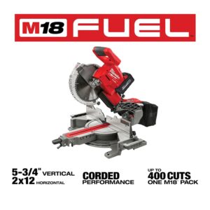 MILWAUKEE M18 Fuel 18v Red Lithium-Ion Brushless Cordless 10in. Dual Bevel Sliding Compound Miter Saw with (1) 8.0 Ah Battery