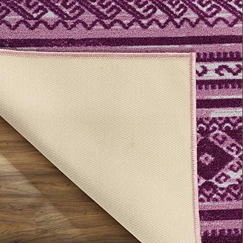 Antep Rugs Alfombras Non-Skid (Non-Slip) 8x10 Rubber Backing Moroccan Geometric Low Profile Pile Indoor Area Rugs (Purple, 8' x 10'3")