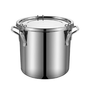 stockpots large stock pot,304 stainless steel sealed bucket, sealed jar with lid，double-layer thickened, 24-hour heat preservation (color : silver, size : 35cm35cm(33l))