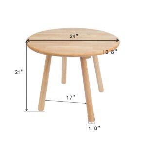 Wooden Toddler Table, Naturally Finished Solid Hardwood,Kids Stool Chair, Handmade, for Playroom, Nursery, Preschool, bedroom, Kindergarten Eating, Reading, Playing, Boys Girls Age 2+ (1, Round Table)