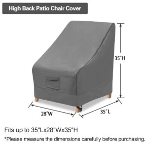 Vailge Outdoor High Back Chair Cover,Waterproof Patio Chair Covers,600D Heavy Duty Lawn Chair Covers Windproof Outdoor Furniture Chair Cover - (2 Pack - 35" L x 28W x 35" H , Grey)