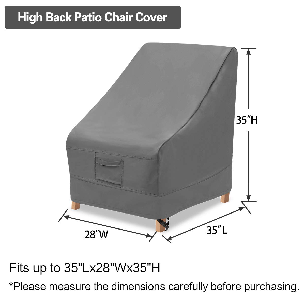 Vailge Outdoor High Back Chair Cover,Waterproof Patio Chair Covers,600D Heavy Duty Lawn Chair Covers Windproof Outdoor Furniture Chair Cover - (2 Pack - 35" L x 28W x 35" H , Grey)