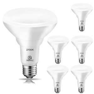 energetic 6 pack 75w br30 led recessed light bulb, dimmable, 900 lumens, 2700k soft white, e26 base, indoor flood light for 5/6 inch cans, ul listed