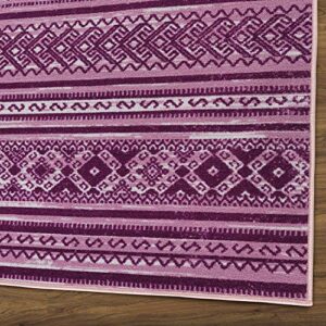 Antep Rugs Alfombras Non-Skid (Non-Slip) 8x10 Rubber Backing Moroccan Geometric Low Profile Pile Indoor Area Rugs (Purple, 8' x 10'3")