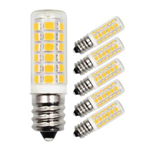 5 pack e12 led bulb 2w equivalent to 20w 25w warm white 3000k 300lm ac 110v 120v c7 e12 edison base update compact small light for ceiling fan bedroom salt lighthouse chandelier not-dimmablelamp