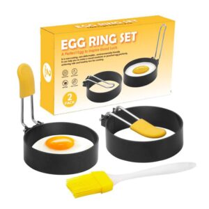 stainless steel egg ring, 2 pack nonstick egg maker rings for frying eggs and egg mcmuffins, egg shaper for frying pan cooking, egg molds for griddle, egg circles for breakfast sandwich burger