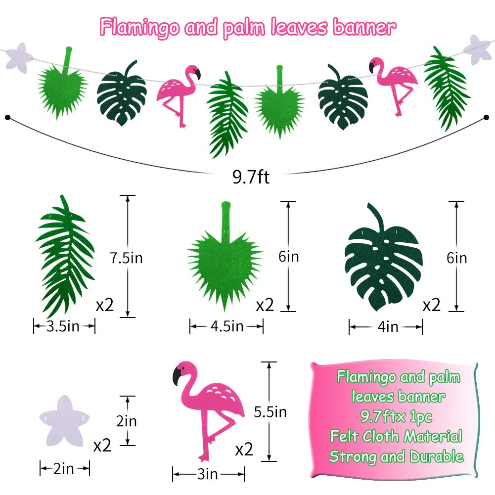 zilue Hawaiian Party Decorations, Tropical Birthday Party Supplies Flamingo and Palm Leaves Banner Tissue Paper Fan Pineapple Honeycomb Ball for Summer Luau Bachelorette Party