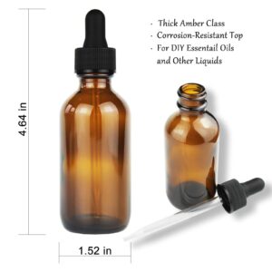 24 Pack 2 oz Dropper Bottles,Amber Glass Bottles with Eye Droppers;Leak Proof Travel Bottles for Essence Liquid Cosmetic(60ml)