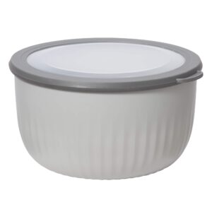 oggi prep, store & serve plastic bowl w/see-thru lid- dishwasher, microwave & freezer safe, (4 qt) lt gray w/dk gray lid