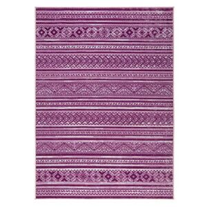 Antep Rugs Alfombras Non-Skid (Non-Slip) 8x10 Rubber Backing Moroccan Geometric Low Profile Pile Indoor Area Rugs (Purple, 8' x 10'3")