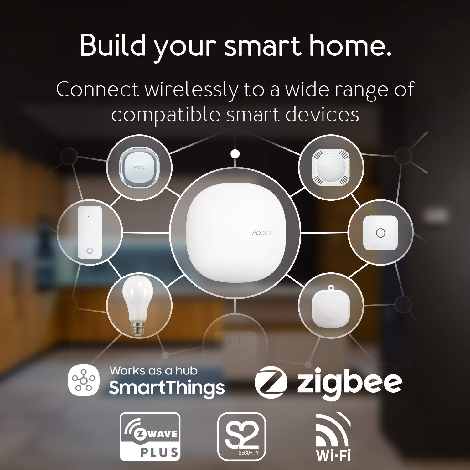 Aeotec Smart Home Hub, Works as a SmartThings Hub, Z-Wave, Zigbee, Matter Gateway, Compatible with Alexa, Google Assistant, WiFi