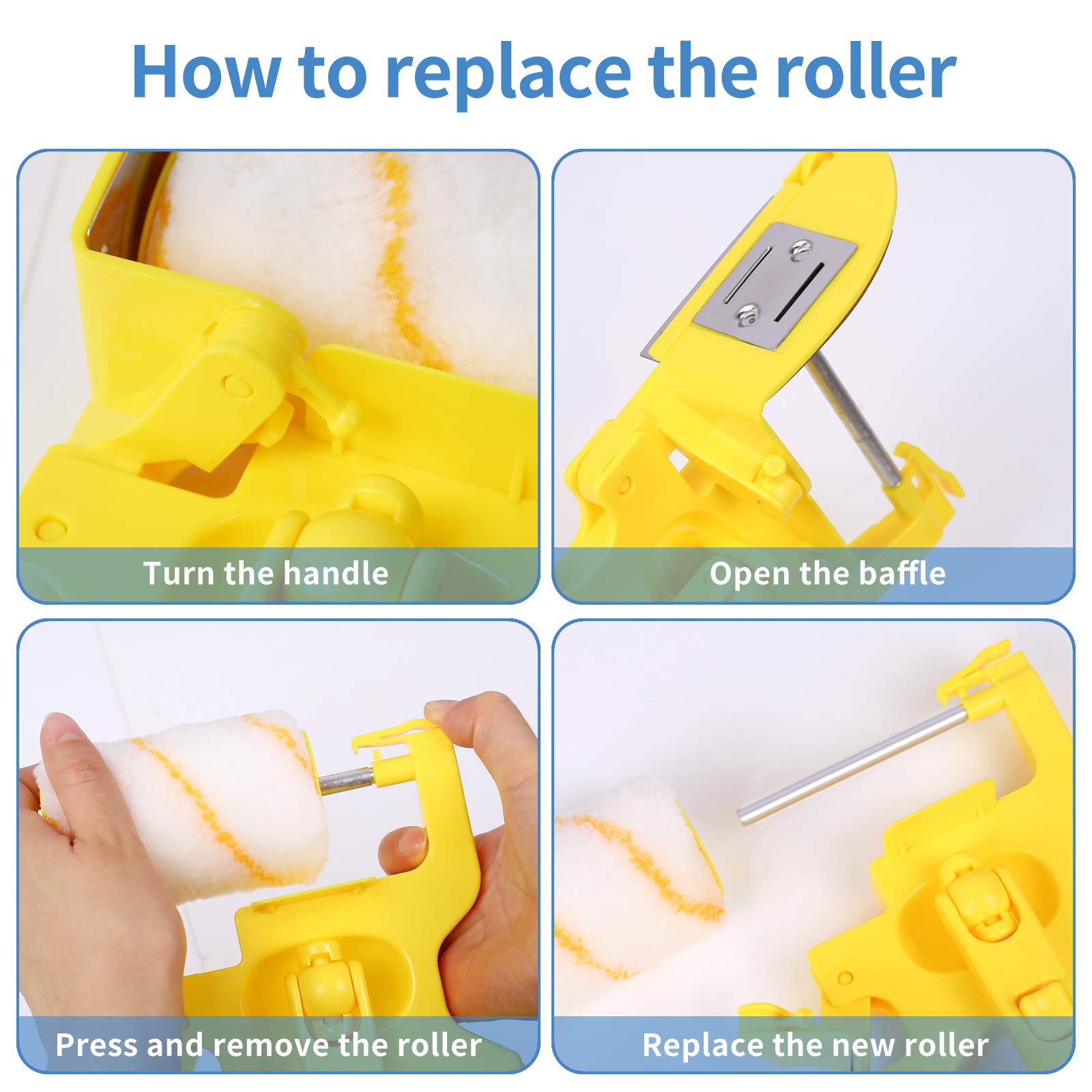 Paint Edger Roller Brush,Multifunctional Hand-held Clean-Cut Paint Edger Roller Brush Portable Tool Kit, Rexroth Pole Mountable Paint Edger with Roller and Brush for Home Room Wall Ceiling Painting