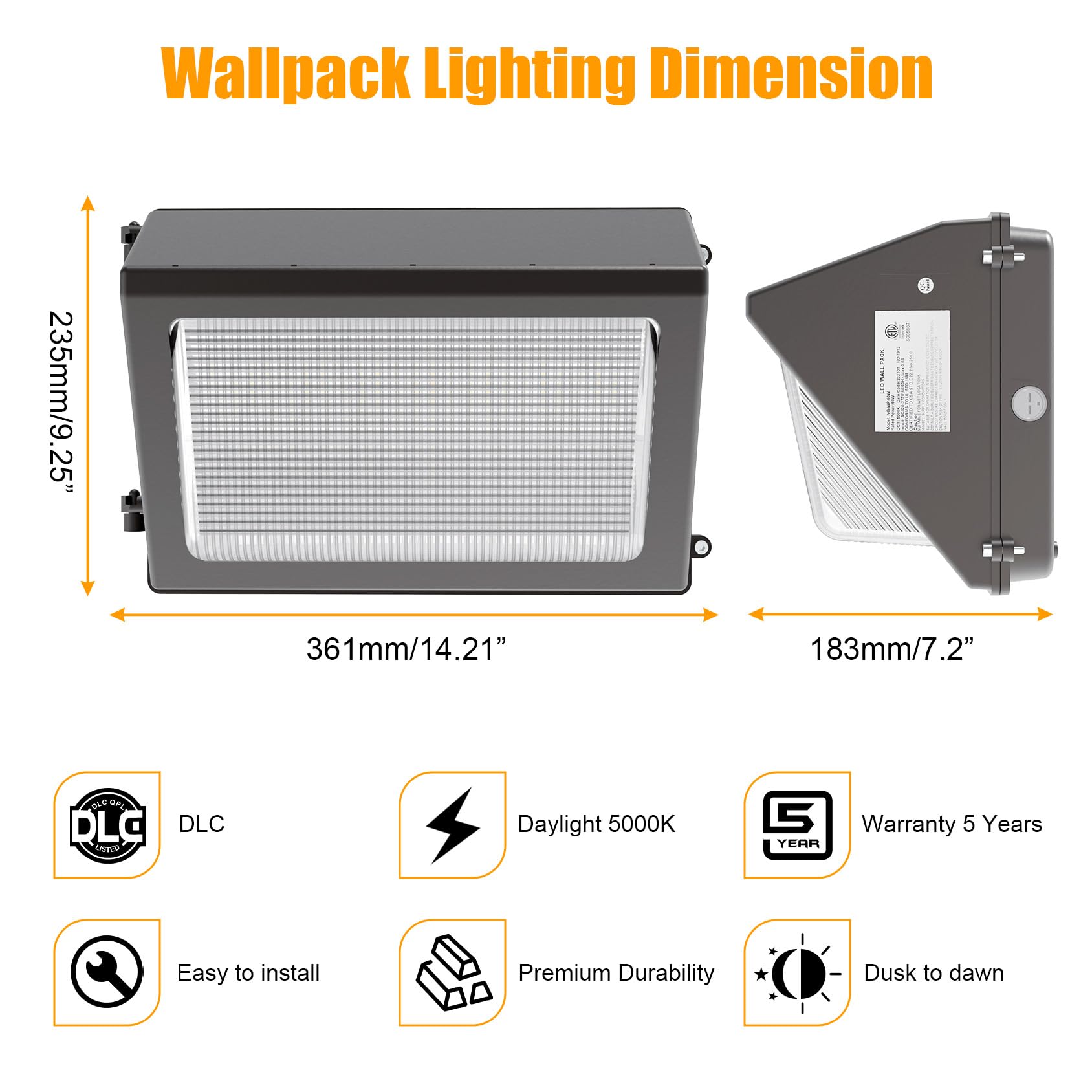 BBESTLED LED Wallpack Lights Outdoor 120W Flood Lights Dusk to Dawn ETL DLC 120-277V 5000K 15600LM IP65 Waterproof, Wall Pack Lights Outdoor LED Commercial, Commercial Outdoor LED Building Lights