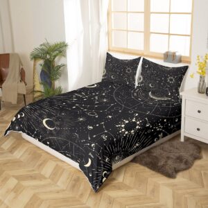 Feelyou Sun and Moon Duvet Cover Boho Exotic Bedding Set Galaxy Astrology Comforter Cover for Boys Girls Children Teens Bedroom Decor Chic Cute Luxury Zodiac Signs Bedspread Cover Queen Size