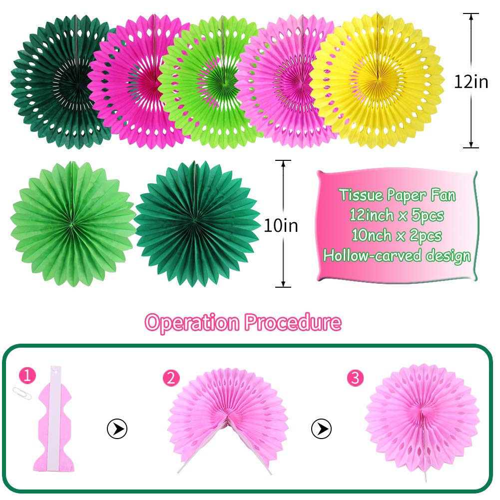 zilue Hawaiian Party Decorations, Tropical Birthday Party Supplies Flamingo and Palm Leaves Banner Tissue Paper Fan Pineapple Honeycomb Ball for Summer Luau Bachelorette Party