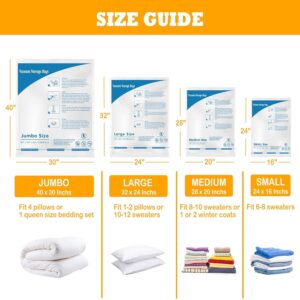 Vacuum Storage Bags 8 Large, Space Saver Sealer Bags, Airtight Compression Bags for Clothes, Pillows, Comforters, Blankets, Bedding(NO PUMP)