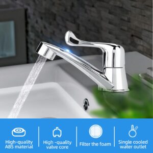 Sink Water Tap, ABS Tail Handle Single Cold Type Water Faucet, Plastic G1/2 Single Hole Single Handle Lavatory Basin Bath Sink Vanity Faucet, Saving Water, for Home Bathroom Kitchen