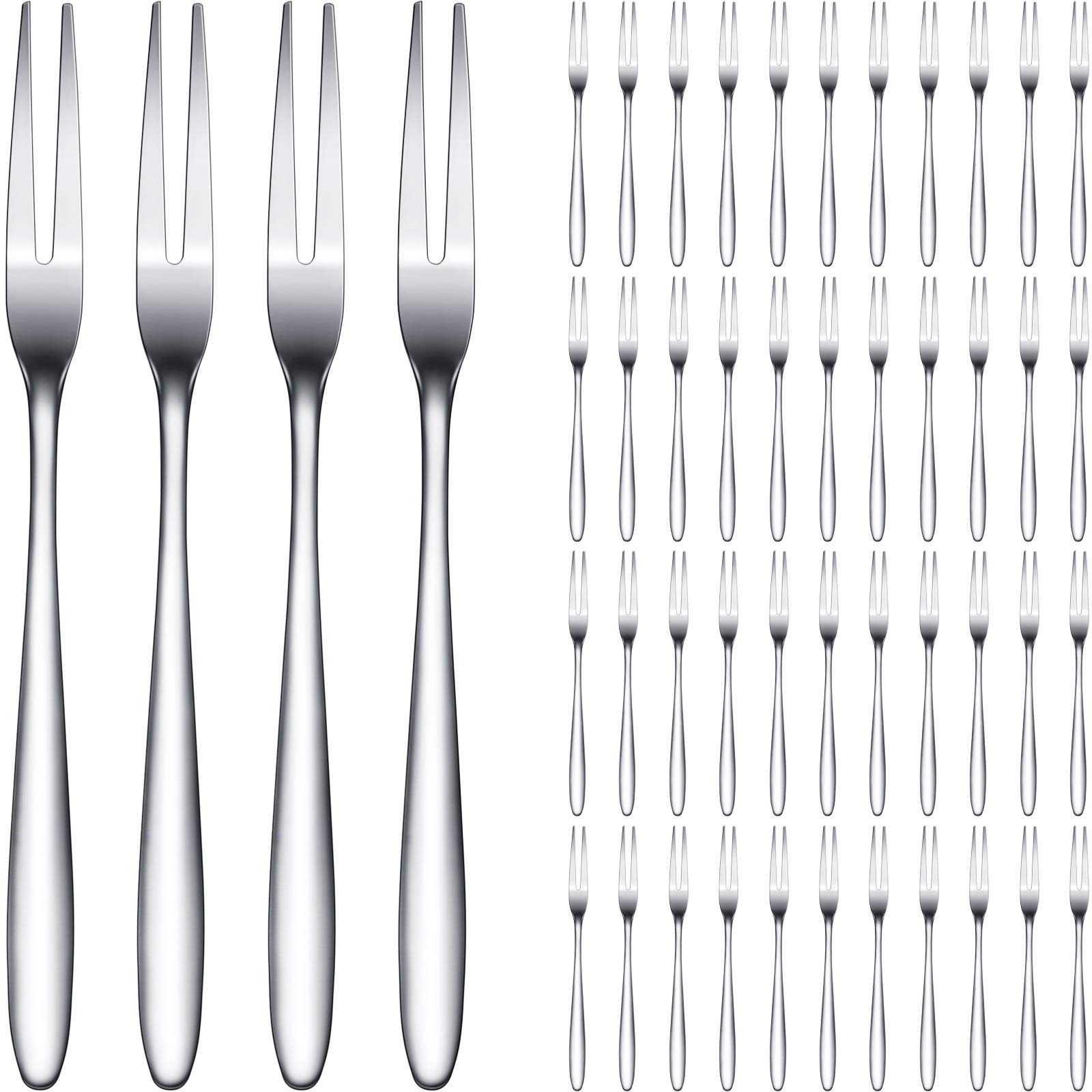 Appetizer Forks Cocktail Forks 2 Prong Mini Forks for Appetizers 5.1 Inches Stainless Steel Forks Set Dessert Salad Fruit Cake Tasting Forks Bulk for Birthday home Party Wedding Restaurant(48 Pcs)