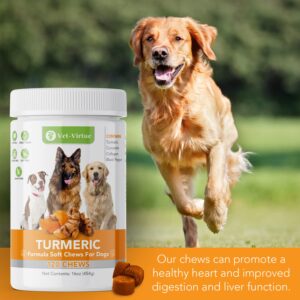 Turmeric for Dogs - Organic Turmeric with Curcumin, Hip and Joint Supplement Dogs Soft Chew, with Collagen and Bioprene, High Absorption Eliminates Joint Pain Inflammation - 120 Count