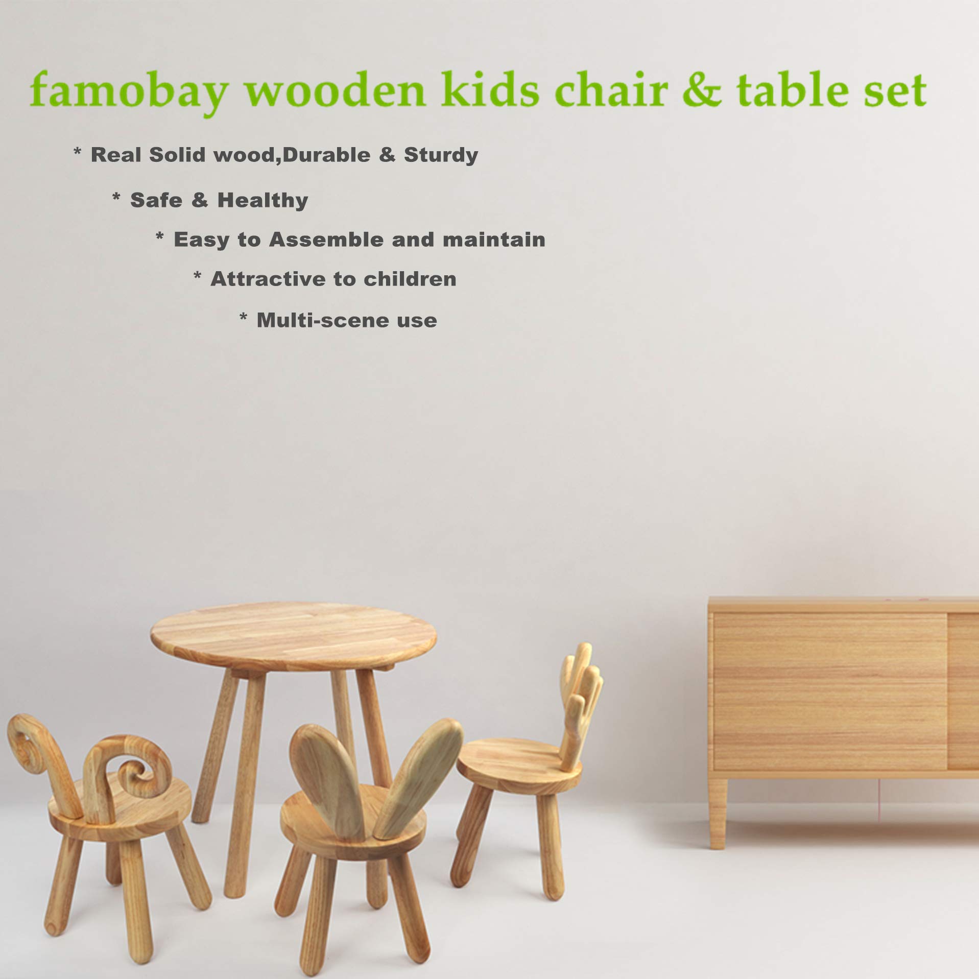 Wooden Toddler Table, Naturally Finished Solid Hardwood,Kids Stool Chair, Handmade, for Playroom, Nursery, Preschool, bedroom, Kindergarten Eating, Reading, Playing, Boys Girls Age 2+ (1, Round Table)