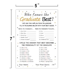 Fibevon Graduation Party Game Cards - Who Knows The Graduate Best (36-Pack)- Graduation Party Collection Grad Celebration Party Supplies for High School/College/Senior School